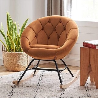 Velvet Rocking Chair, Round Back Upholstered Rocking Chair - Bed Bath ...