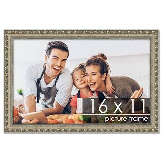 16x11 Frame Silver Ornate Antique Solid Wood Picture Frame - UV Acrylic ...