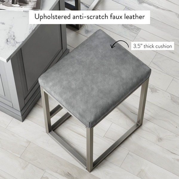 Nathan James Nelson Bar Stool with Leather Cushion and Metal Base 24 On Sale Bed Bath Beyond 35454368