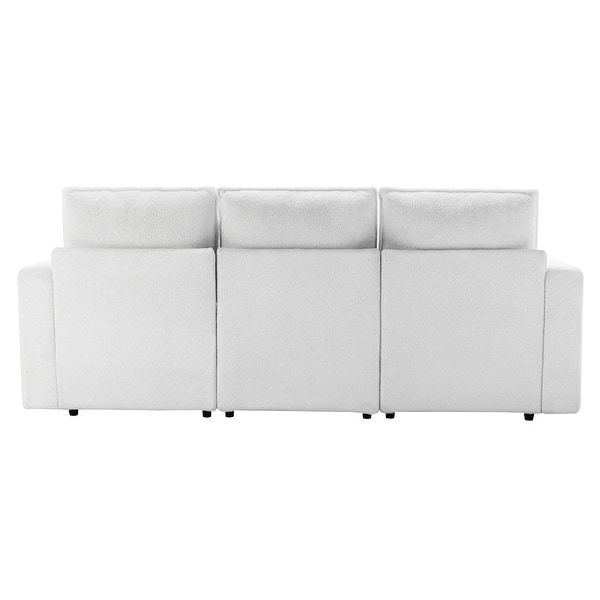 White Teddy Fabric 3-Seat Sofa with Removable Cushions - Bed Bath ...