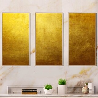 Designart "Gold Texture" Abstract Framed Artwork Set of 3 - 4 Colors of ...