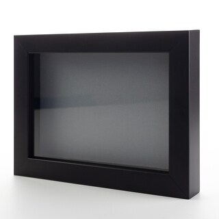 5x7 Shadow Box Frame Painted Black Real Wood with a Grey AcidFree ...