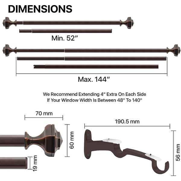 Deco window 3/4 Inch Adjustable Antique Copper Curtain Rod for Windows ...