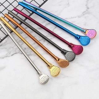 Lan Bombilla Spoon Long Handle Filter 2 In 1 Stainless Steel Yerba Mate ...