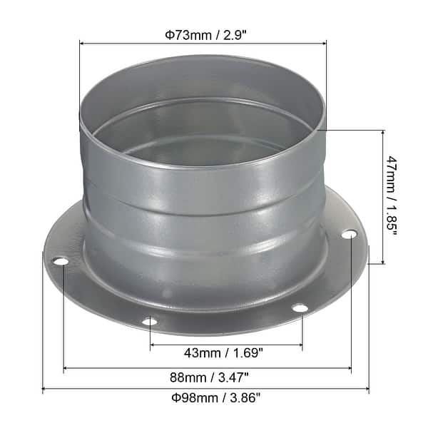 Duct Connector Flange Metal Pipe Exhaust Duct Mounting Plate w Screws ...