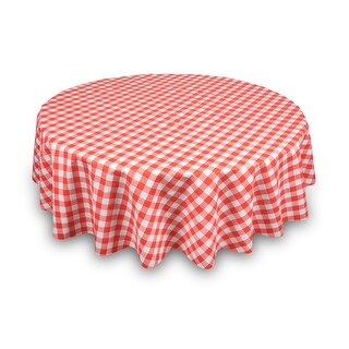 "Picnic Check" Red 70 inch Round PEVA flannel backed tablecloth - 70 ...