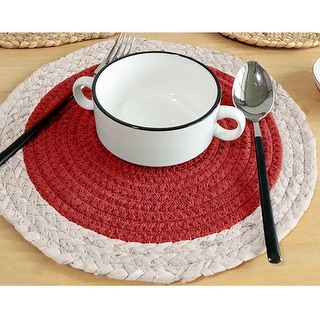 Red Extra Thick Woven Trivet Round Placemats Natural Cotton Hot ...
