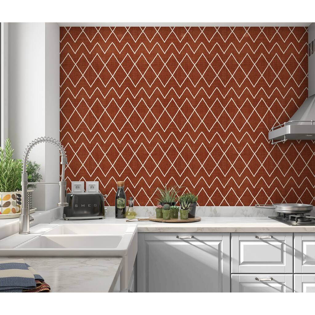 AVOCA RUST Peel and Stick Wallpaper By Kavka Designs - 2' x 16 ...
