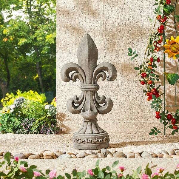 Glitzhome MGO French Holiness Fleur De Lis LYS Garden Statue Coastal ...