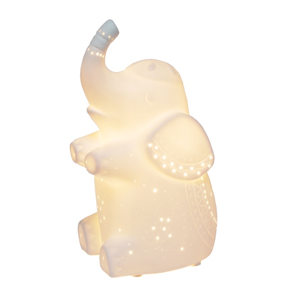 Creekwood Home 8.18 Glowing Ceramic Gentle Giant Elephant Light White