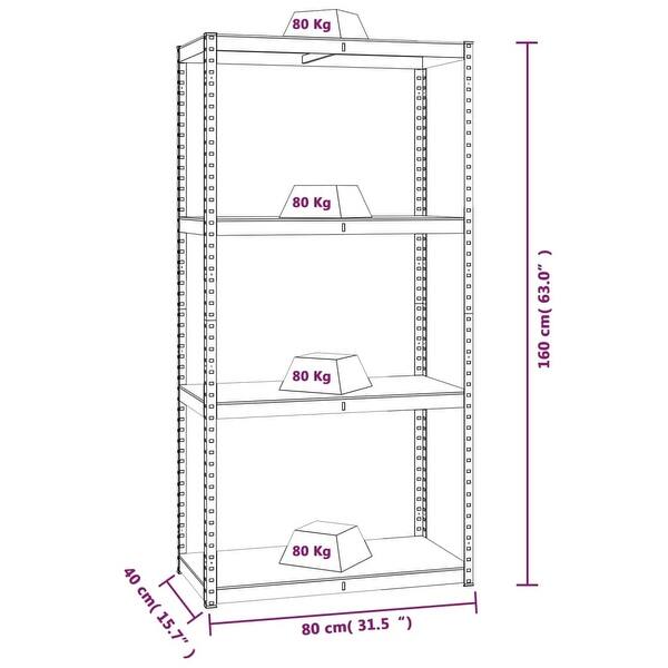 4-Layer Storage Shelf Anthracite Steel&Engineered Wood - Bed Bath ...