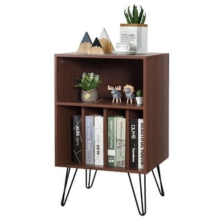 Gymax File Cabinet W/Split Storage Standing Display Bookshelf Bedroom ...