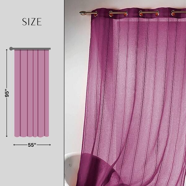 Sheer Curtain Extra Wide Window Panel with Stripes Light & Airy Drapery ...