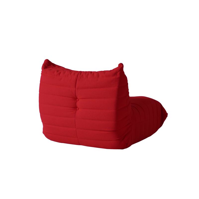 Soft Tufted Sponge Bean Bag Chair with Teddy Fabric,Beige/Red/Yellow ...