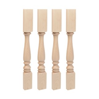 35-1/4" x 3-3/4" x 1-3/4" Maple Half Round Kitchen Island Leg 4 Pack ...