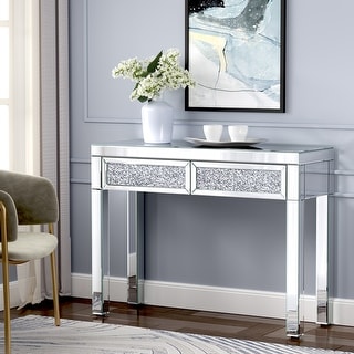 KOHROS 39 Inch Sleek Silver Mirrored Console Table - Bed Bath & Beyond - 41196000
