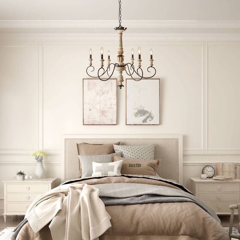 Urban Farmhouse 6-Light Chandelier Curve Arm French Country Rustic ...