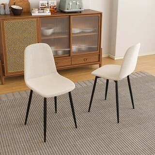 Set of 4 Modern Knit Fabric Dining Chairs with Iron Legs for Kitchen ...
