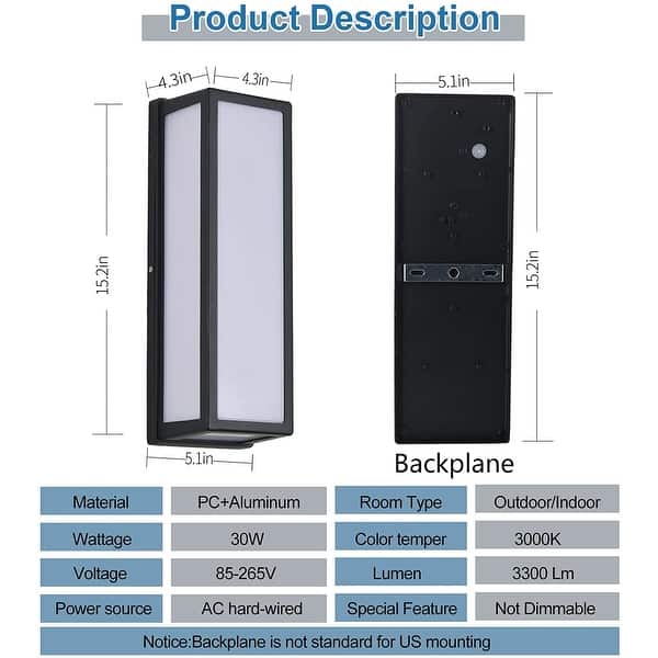 YANSUN 15.7 in. Black Cylinder Modern Integrated LED Indoor/Outdoor ...