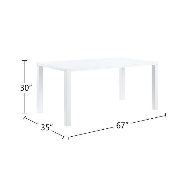 Rectangular Wood Dining Table in High Gloss White Finish - Bed Bath ...
