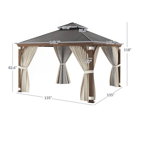 BELLEZE Hardtop Gazebo with Nettings and Curtains - Bed Bath & Beyond ...