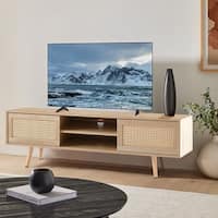 LUE BONA 58 in. Mid-Century Modern Oak Wood Composite TV Stand Up to 65 ...