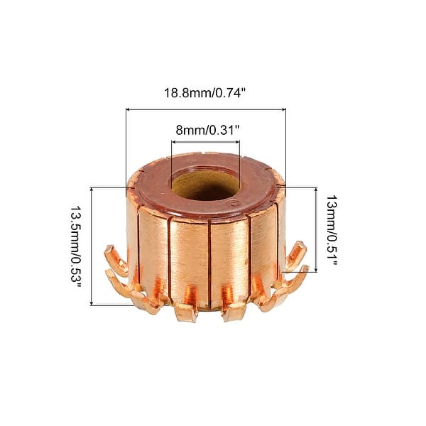 Electric Motor Commutator 12 Gear Teeth 8mm ID 18.8mm OD - Copper - Bed ...