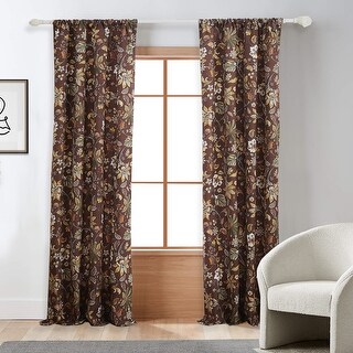 Athens 84 Inch Window Two Panel Curtain, Brown Microfiber Polyester ...