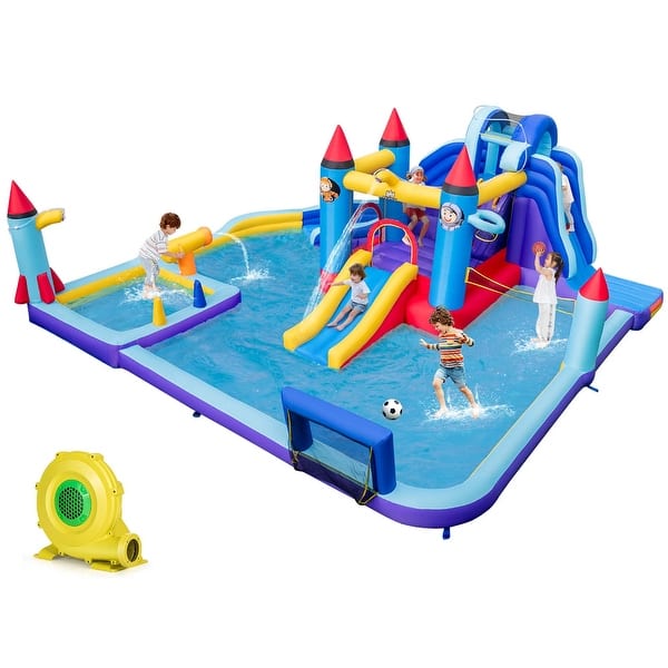 Rocket Theme Inflatable Water Slide Park w/ Slides Splash Pool &Blower ...