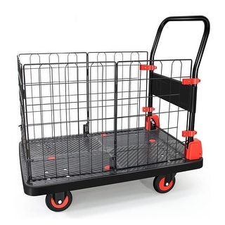 Foldable Platform Push Hand Truck Cart, Basket Cage Cart, 660 lbs ...