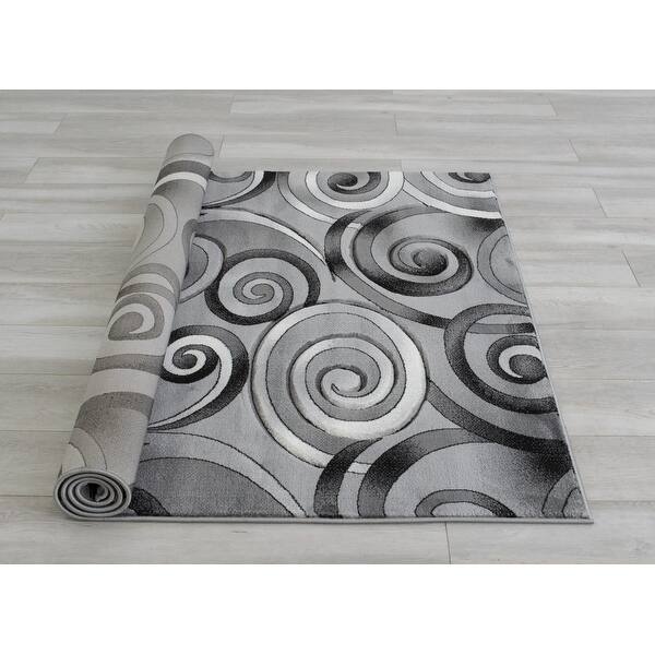 HR Spiral/Swirls Modern Contemporary Hand Carved Area Rug 3-D effect ...