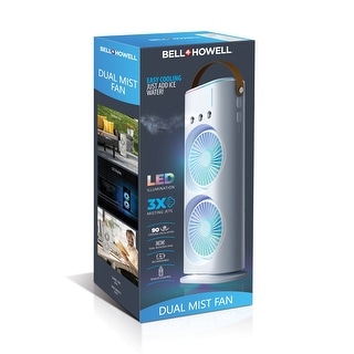 Bell + Howell Portable Rechargeable Dual Mist Fan with LED Lights and ...