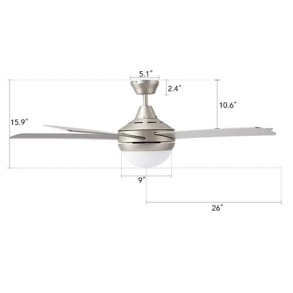 CO-Z 52-inch 5-Blade Lighted Ceiling Fan with Remote and Light Kit ...