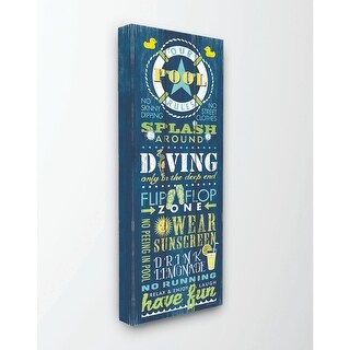 Stupell Pool Rules Colorful Green Blue Word Design,10x24, Proudly Made ...