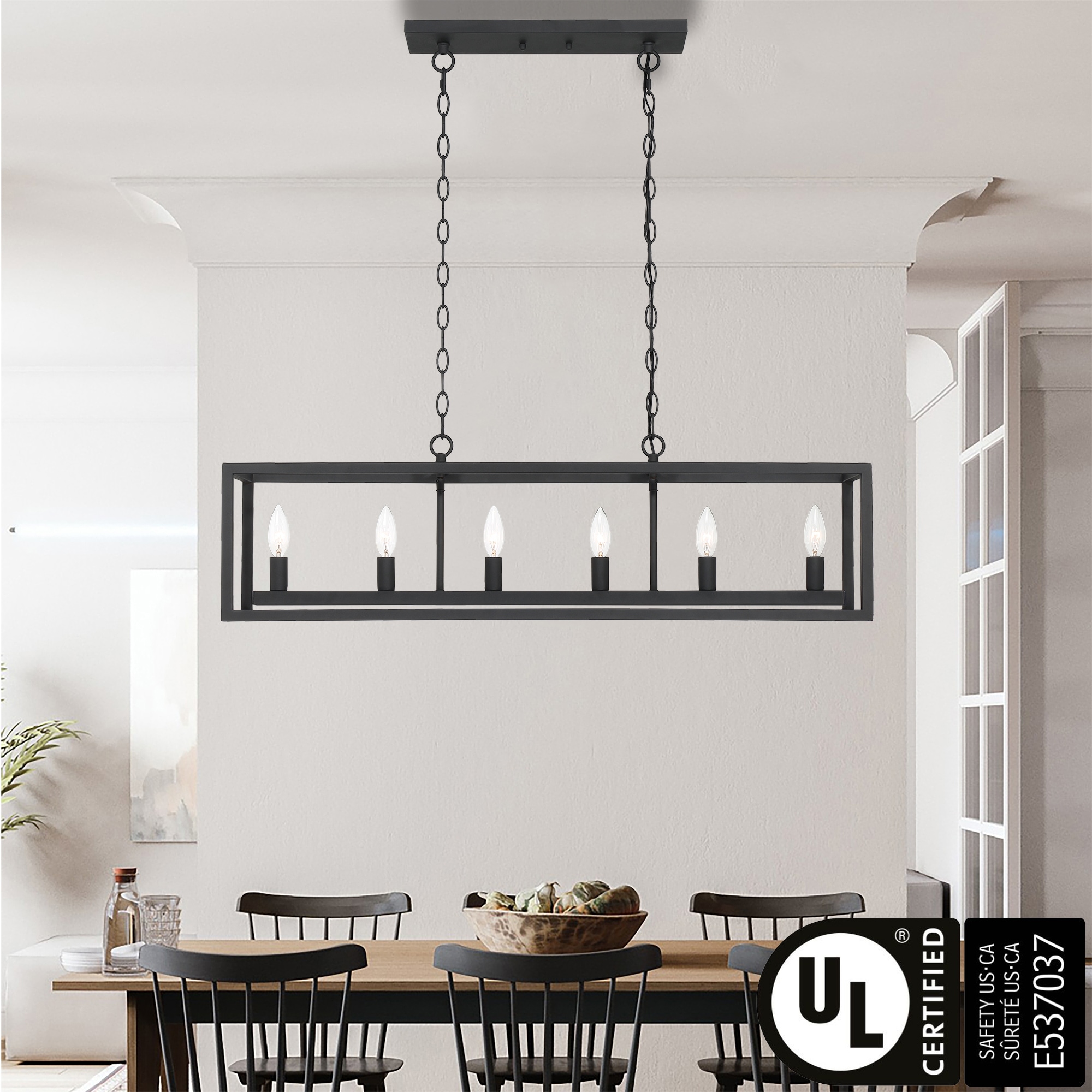 Modern Farmhouse 8-light 48In Rectangle Linear Chandelier for Dining ...