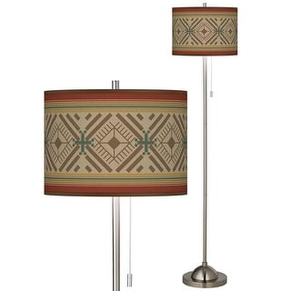 Desert Diamonds Brushed Nickel Pull Chain Floor Lamp - 13" x 62" - Bed ...