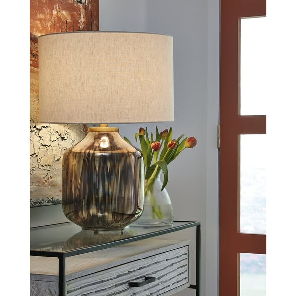 Signature Design by Ashley Jadstow Metallic/Gray Glass Table Lamp - 16 ...