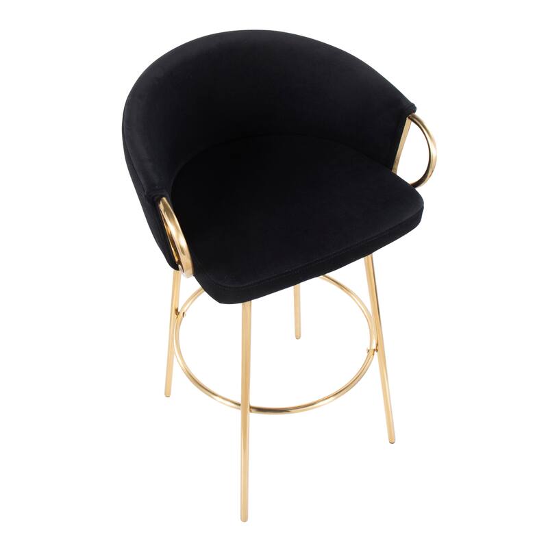 Silver Orchid Battista 30" Fixed-Height Gold Bar Stool with Round Gold ...