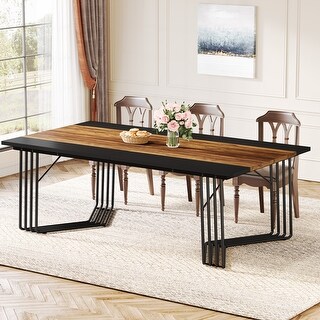 79-Inch Dining Table for 8-10 People, Industrial Large Kitchen Table ...