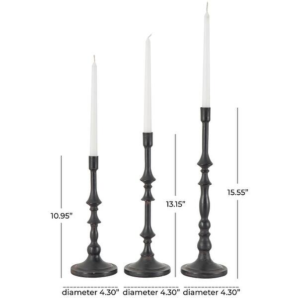 Black Metal Slim Minimalistic Candle Holder with Tapered Bases (Set of ...