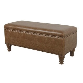 Ava Accent Storage Bench, Distressed Brown Faux Leather, 42 Inch - Bed ...