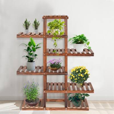 Wood Plant Stand Indoor Outdoor Multi Layer Flower Pots Shelf Plants ...
