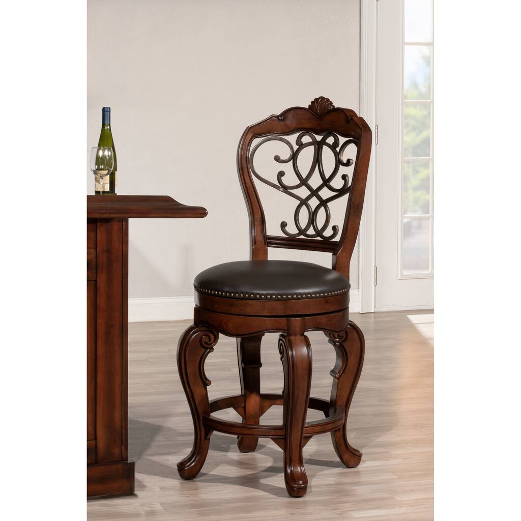 Hillsdale Furniture Burrell Wood Swivel Stool, Brown Cherry - Overstock ...