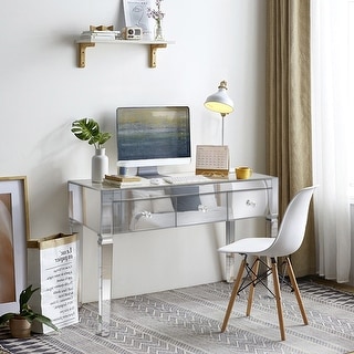 Mirrored Surface Three-Pump Computer Desk Silver - Bed Bath & Beyond ...