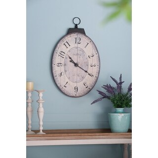 Oval Vintage Wall Clock Decor Numerals Clock Weathered Finish Wall ...