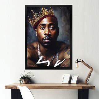Designart "Celebrity Tupac King Of Rap Ii" Celebrity Framed Canvas ...