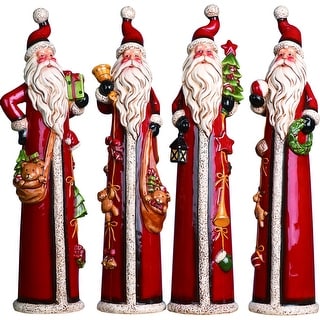 Transpac Dolomite 18 in. Red Christmas Tall Santa Set of 4 - Bed Bath ...
