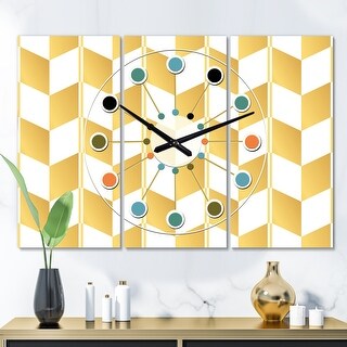 Designart 'Gold and White Geometric Pattern I' Oversized Mid-Century ...