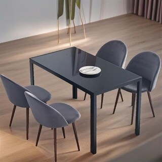 Furniture 5 Piece Glass Top Dining Table Dinette with Chairs Set for 4 - Bed Bath & Beyond ...