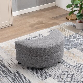 Dark Gray Upholstered Half Crescent Moon Storage Bench with Tray - Bed ...